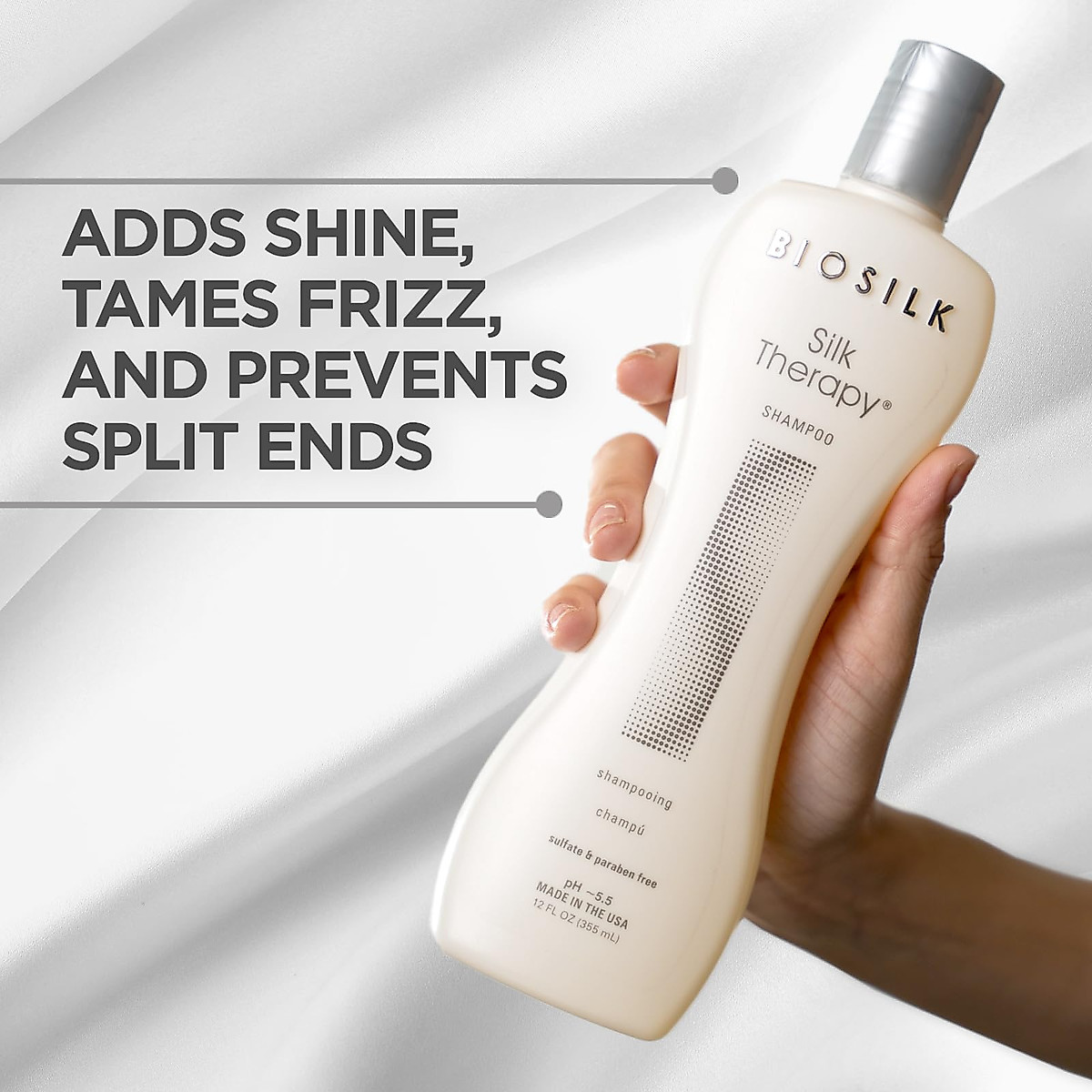 BioSilk Silk Therapy Shampoo, Gentle Hair Cleanser Delivers Healthy & Shiny Hair, Great For All Hair Types, Sulfate, Paraben, & Cruelty-Free, 12 Oz