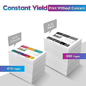 ONLYU Remanufactured 61 Ink Cartridges for HP Printers for HP 61XL 61 XL Envy 4500 5530 Ink Cartridges OfficeJet 4630 2620 DeskJet 1000 1010 1510 1056 1512 2540 Printer (1 Black,1 Tri-Color)