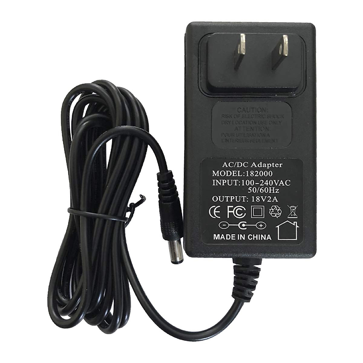 18V 2A 36W AC/DC Power Supply Adapter, Wall, Center Positive DC Plug 5.5x2.1mm 5.5mmx2.5mm Compatible for 18 Volt 1A 1.1A 1.2A 1.3A 1.4A 1.5A 1.6A 1.7A 1.8A 1.9A 2A 1000mA~2000mA Equipment (6 ft)