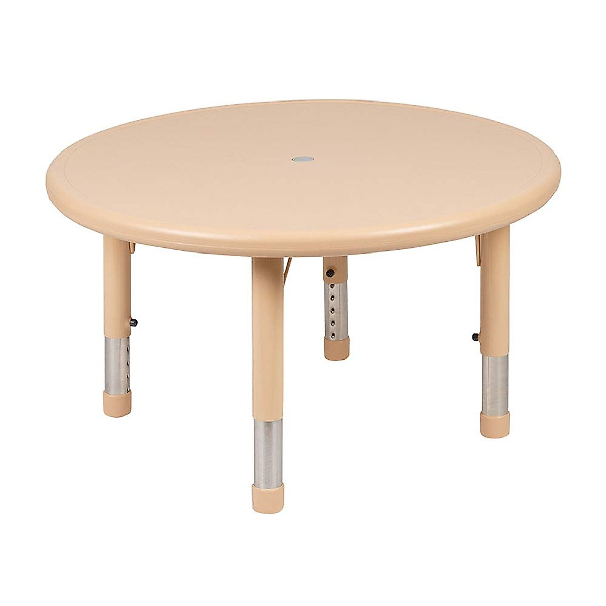 Flash Furniture 33" Round Natural Plastic Height Adjustable Activity Table Set with 2 Chairs