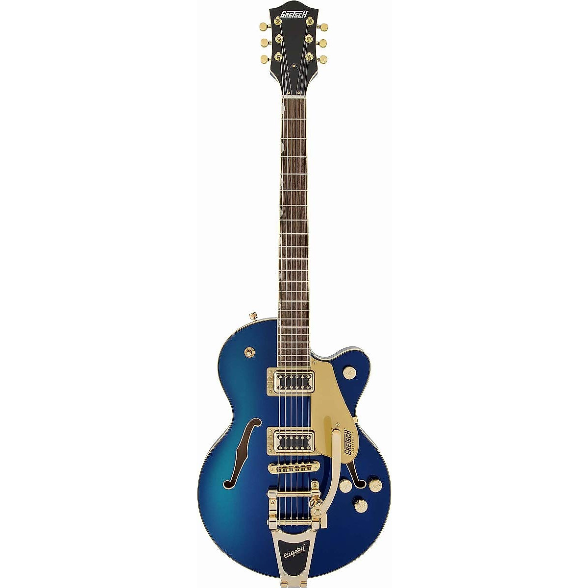 Gretsch G5655TG Electromatic Center Block Jr. Azure Metallic w/Bigsby & Black Top Broad'Tron Pickups