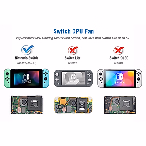 ElecGear Replacement Internal Cooling Fan compatible with Nintendo Switch - CPU Heatsink Cooler, Thermal Compound Paste, Y00 Triwing and PH00 Phillips Screwdriver, Spudger, Wipes Repair Tool Kit
