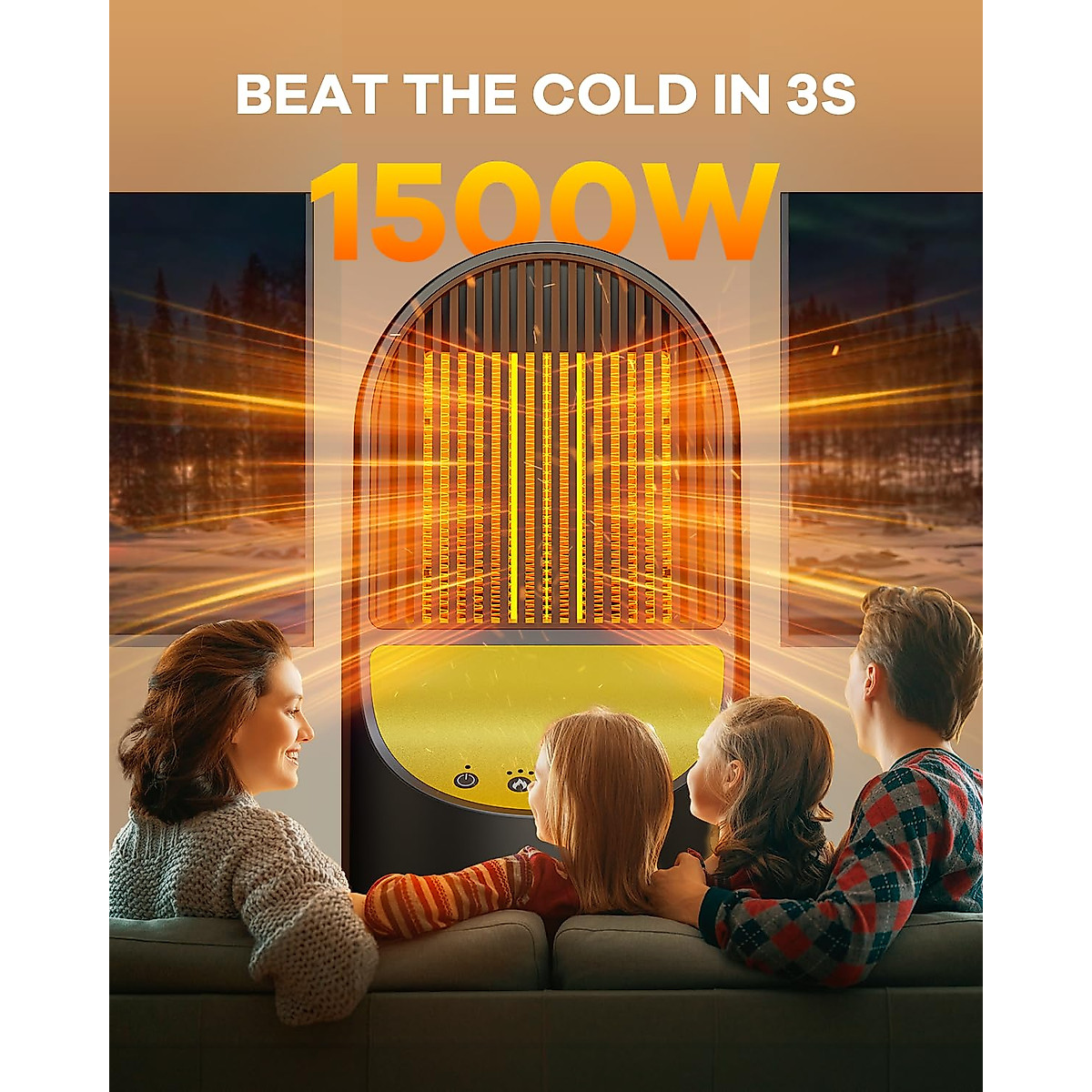 Space Heater, 1500W Small Portable Electric Heaters for Indoor Use, PTC Ceramic Heater for Office with Thermostat, 50°Oscillation, 8H Timer, 3 Modes, Quiet Safe Room Heater for Office Room Desk