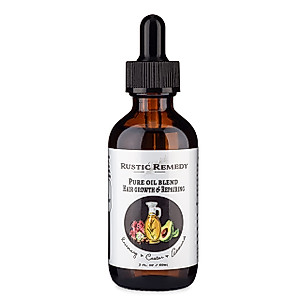 Rustic Remedy 100% Organic, Cold-Pressed Rosemary, Castor and Avocado Oil | Growth & Frizz Repair Oil Treatment (2 oz) | 100% Natural, Pure Oil for Dry Damaged Hair for Women and Men