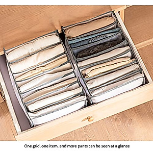 funluck Drawer Organizer for Clothes Jeans Compartment Storage Box Wardrobe Closet Organizers Storage Baskets Foldable Easy to Clean Save Space Clothes Drawer Mesh for Bedroom (2Gy,7grids-M)