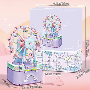 R HOME STORE Music Box Building Toys, Rotating Ferris Wheel DIY Building Block for Girls and Boys 6-12 Years Old, 710 pcs, Christmas and Valentine Gifts for Adults and Aged 8 9 10 11 12 Kids