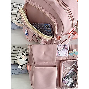 GGOOB Kawaii Backpack with Pins School Cute Aesthetic for (Black,With Accessories)