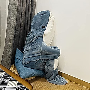 2023 New Shark Blanket Adult - Shark Onesie Blanket Wearable Shark Blanket Super Soft Cozy Flannel Hoodie -Shark Blanket Hoodie (190 * 90CM(L))