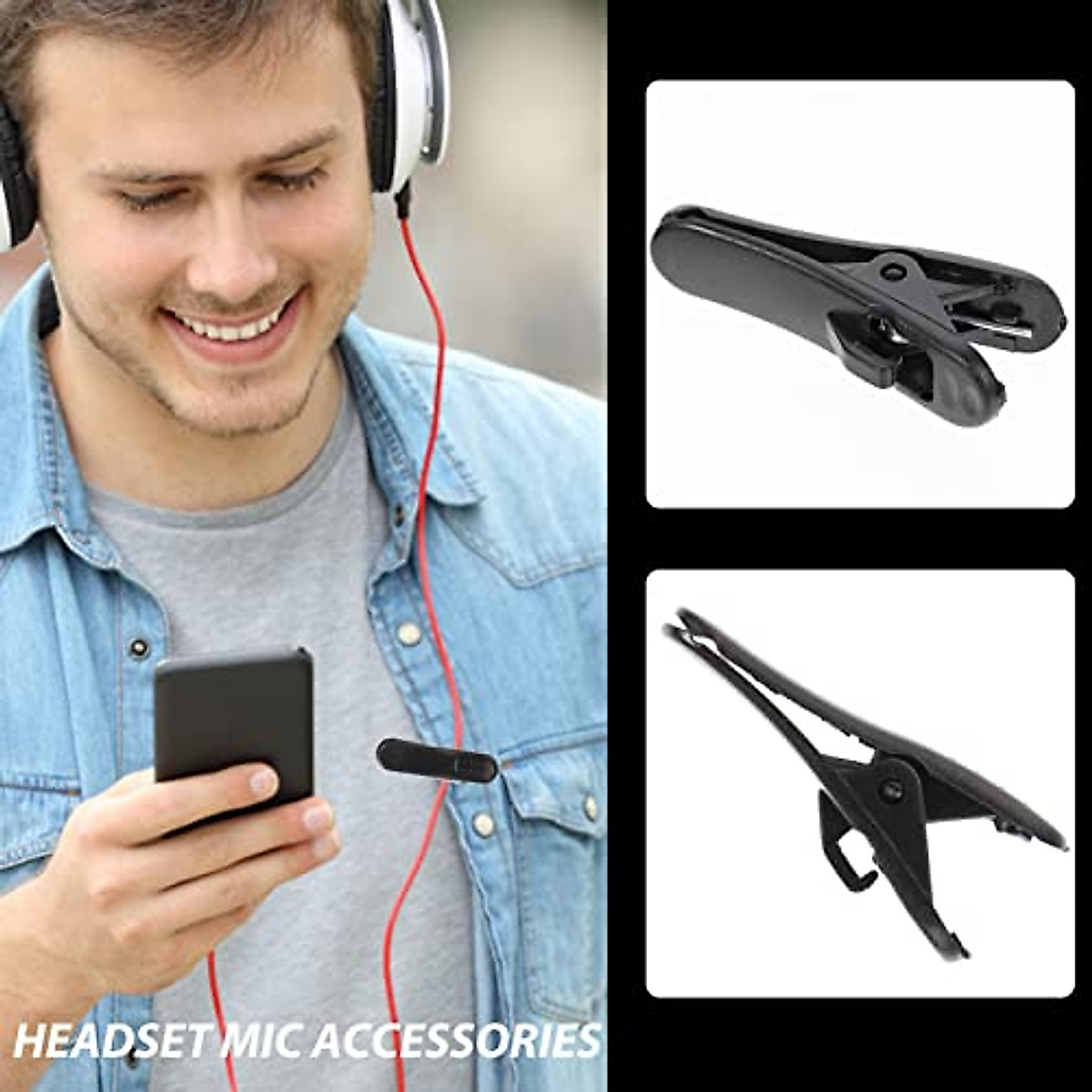 Earphone Mic Cord Clip:Headphone Mount Cable Clothing Clip Fixing Earphone/Microphone Cord for 1.5mm Diameter Round Wire,100 pcs