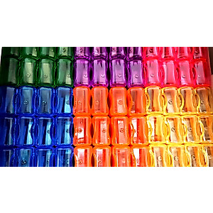 Dondor Pencil Sharpeners For Kids with Removable Neon Colored Lids (144 Pack)