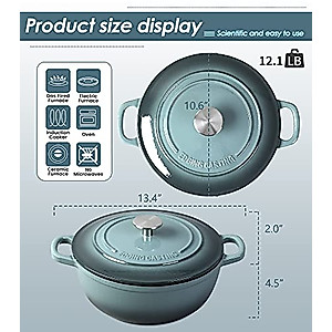 EDGING CASTING Enameled Cast Iron Dutch Oven, 5 Quart Enameled Dutch Oven Cookware Pot, Suitable For Bread Baking, Ideal for Family, Slateblue…