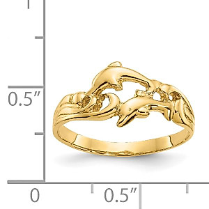 IceCarats 14K Yellow Gold Sea Dolphin Ocean Fish Beach Nautical Waves Ring Size 6.5