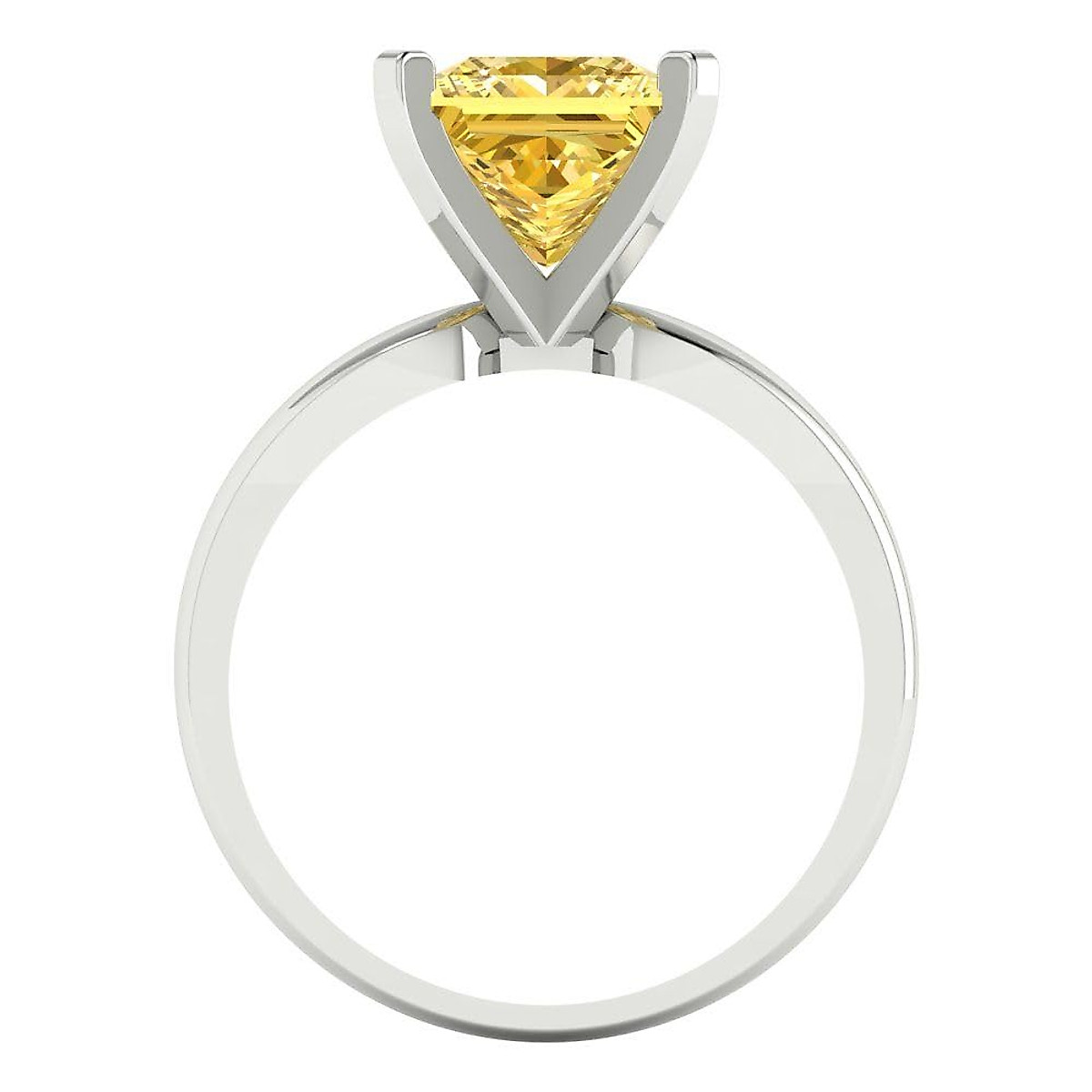 Clara Pucci 2.4ct Princess Cut Solitaire Natural Yellow Citrine Wedding Bridal Designer art deco Anniversary Ring Real 14k White Gold