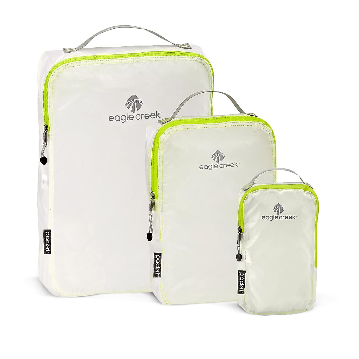 Eagle Creek Pack-It Specter Packing Cubes Set XS/S/M - Durable, Ultra-Lightweight and Water-Resistant Ripstop Fabric Suitcase Organizer Bags for Clothing and Gear, White/Strobe