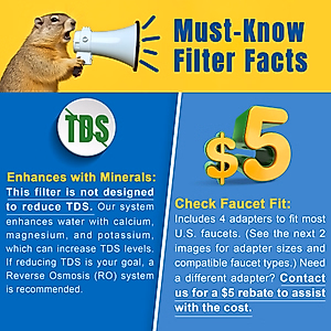 LCF 360° Rotating Stainless-Steel Faucet Water Filter - High Flow, Mineral-Enhanced Tap Water Filter, Reduces Chlorine, Heavy Metals and Bad Taste, Easy Install, 320 Gallons, Kitchen Sink Ideal