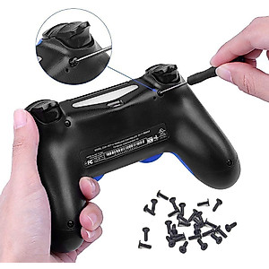Yosikr Thumbsticks Joystick for Playstation 4 PS4 Controller with Cross Screwdriver + L2 R2 L1 R1 Trigger Replacement Parts + ABXY Bullet Buttons + D-pad + Small Spring (Balck,Red,Blue)