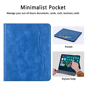 HFcoupe 12.9 inch iPad Case Pro 6th / 5th Generation, iPad Pro Cover with Pencil Holder and Pocket, Multiple Angles Viewing Folio with Auto Sleep/Wake Fits iPad 12.9 Pro 2022/2021, Light Blue