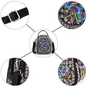 Goodhan Embroidery Crossbody Bag, Cell Phone Purse Canvas Small Handbag