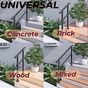 CHR Fence & Rail Hand Rails for Outdoor Steps, 6 Step Railing & Indoor Stair Railing Kit, Railings for Outdoor Steps and Hand Rails for Seniors for Porch Railing & Deck Hand Rail, 5-6 Step Handrail