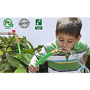 HQMPC Garden Hose Quick Connect No Pb Solid Brass Quick Connector Garden Hose Fitting Water Hose Connectors 3/4 inch GHT (2 Sets)