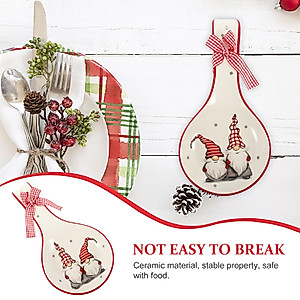 Luxshiny Ceramic Spoon Rest, Utensil Rest Spoon Rest For Stove Top, Cooking Spoon Holder With Decorative Bow Tie