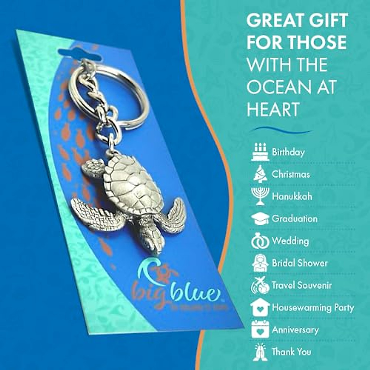 Big Blue by Roland St John Whale Shark Keychain for Men and Women -Whale Shark Keychain Charm, Gifts for Shark Lovers, Realistic Pewter Keyring, Sea Life Key Chain, Scuba Diving Gifts