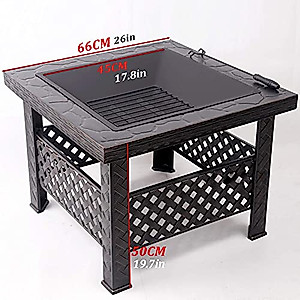 LEAYAN Garden Fire Pit Grill Bowl Grill Barbecue Rack Fire Pits Outdoor Terrace Burning Fire Pit Bowl Barbecue Table, Terrace Patio Lawn Backyard Barbecue Party Bonfire Outdoor Fireplace, 66cm