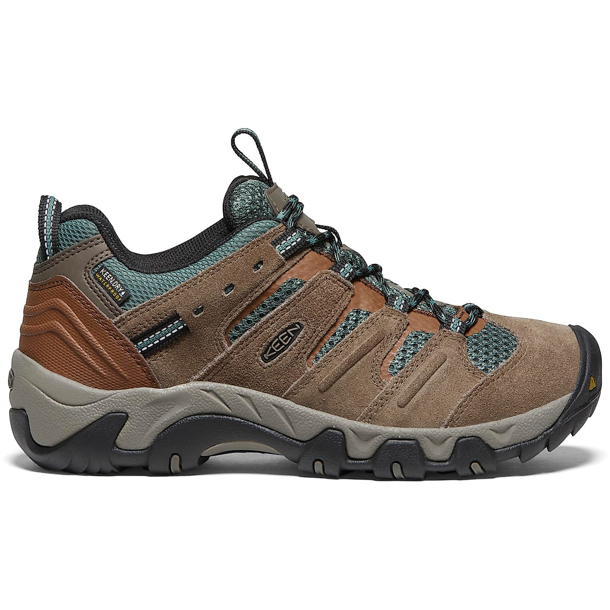 KEEN Women's Headout Low Height Waterproof All Terrain Hiking Shoes, Shitake/Dark Forest, 9.5