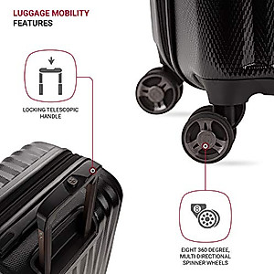 SwissGear 7272 Energie Expandable Hard-Sided Luggage With Spinner Wheels & TSA Lock, Black, 27”