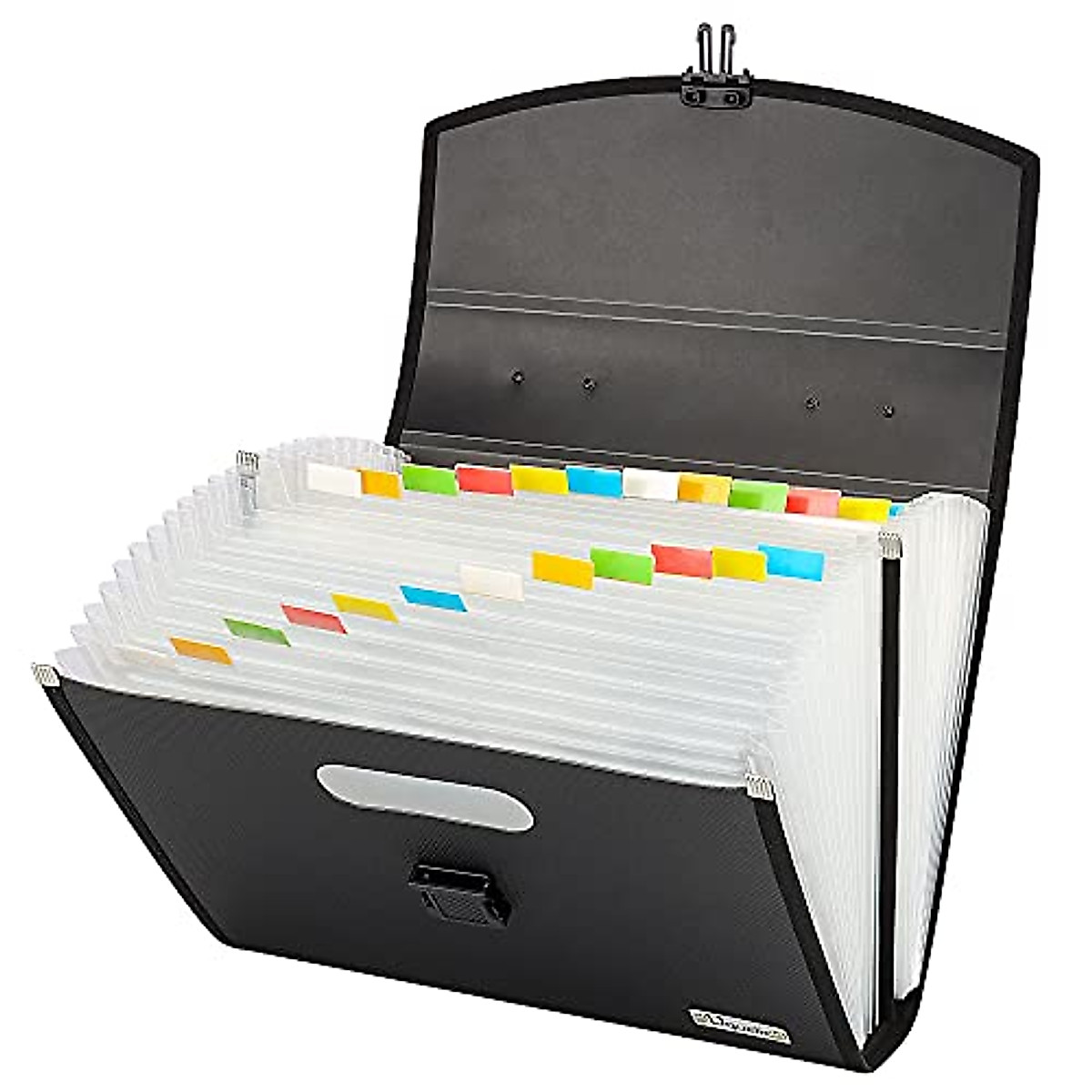 Uquelic 26Pockets Expanding File Folder - Upgraded Durable Buckle, Base with Ergonomic Portable Handle/Large A4 Letter Size Expandable File Organizer/Accordion Filing Document