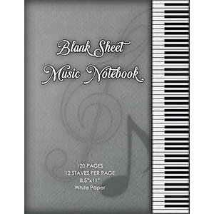 Blank sheet music notebook: Music Note Cover, 12 Staves , Music Manuscript Paper, Staff Paper,Musicians Notebook, Vintage Sheet Music Cover