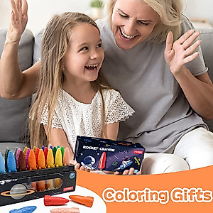 MASSRT 24 Colors Space Crayons for Toddlers Age 1-3, Non-toxic Mess Free Unbreakable Crayon Gifts, Easy to Hold Washable Crayons, Safe Coloring Gifts for Babies and Children