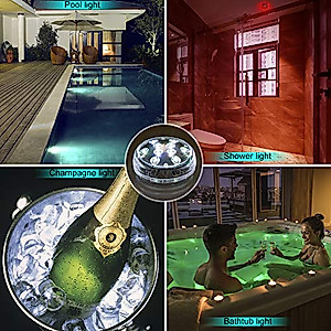 HONGUT Battery Operated Pond Lights, Waterproof Submersible LED Lights with RF Remote, 12 Colors Underwater Bathtub Shower Lights with Suction Cups for Pool, Pond Aquarium, Garden，Fish Tank, 2 Pack