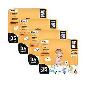 Hello Bello Baby Diapers - Size 1 - Sleepy Sloths - 35 Count (Pack of 4)