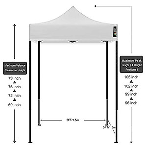 AMERICAN PHOENIX Canopy Tent 5x5 Pop Up Portable Tent Commercial Outdoor Beach Instant Sun Shelter (White)