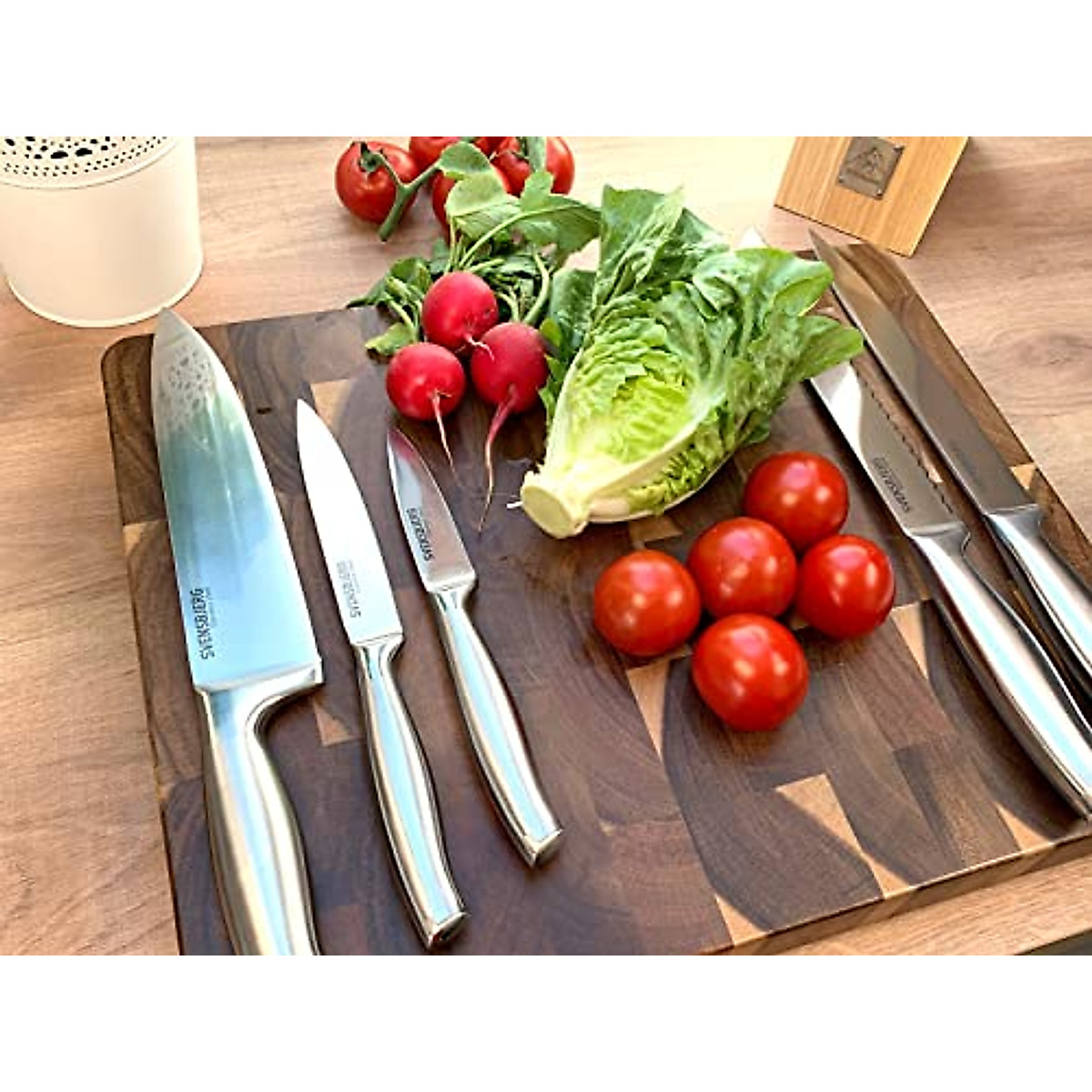 Svensbjerg Modern-Silver Chef Kitchen Knife Set without Block, Chef Knife Set for Cooking, Knife Set for Kitchen, Stainless Steel, Sharp, German Brand | SB-KS101