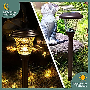 GIGALUMI 8 Pack Solar Pathway Lights, Solar Garden Lights Outdoor Warm White, Waterproof Led Path Lights for Yard, Patio, Landscape, Walkway (Brown)…