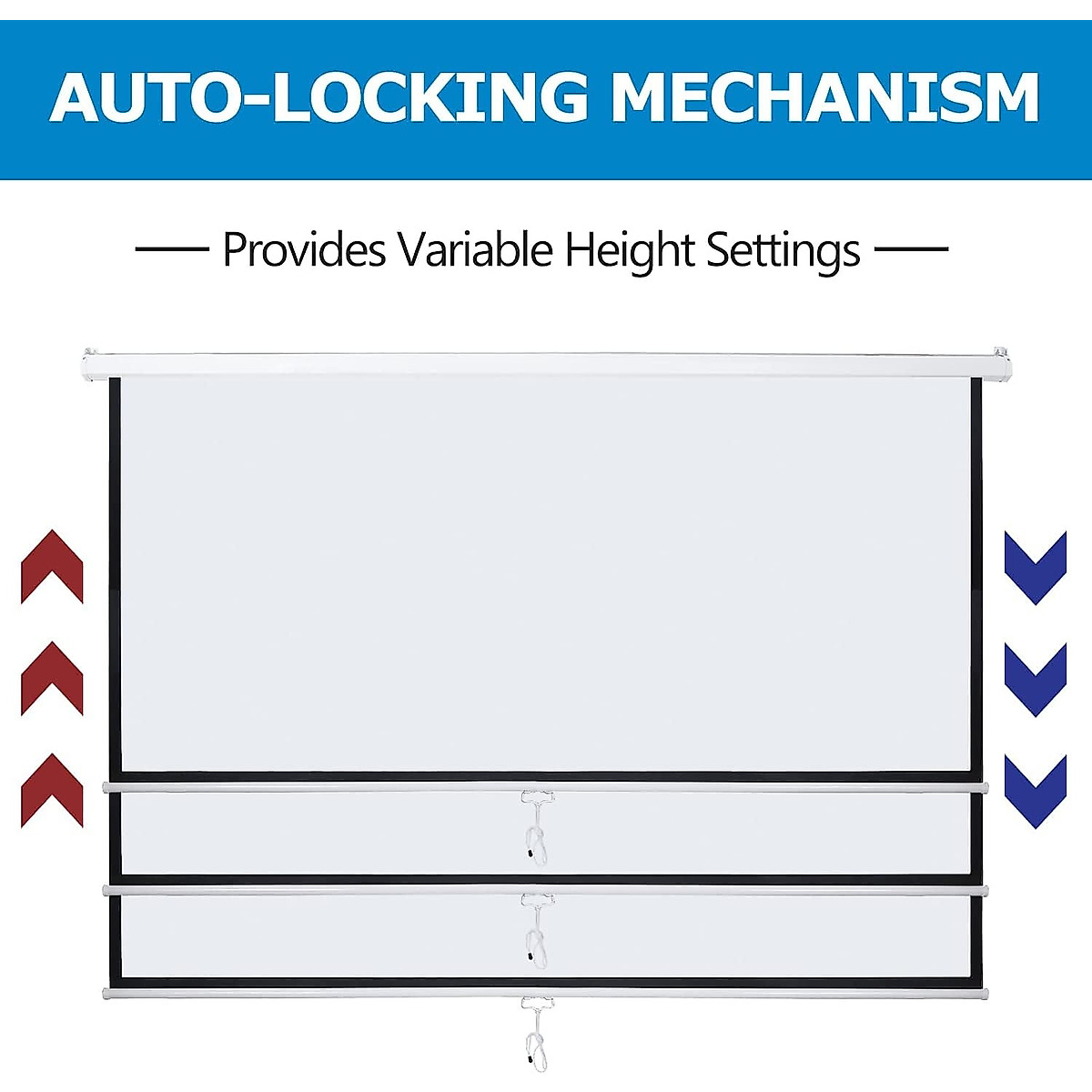 ZENY Projector Screen Pull Down 80 Inch 16:9 HD Projection Screen Folding Home Theater Portable Indoor Outdoor Movie Screen