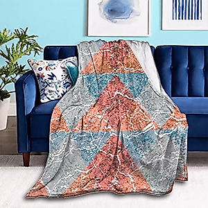 Christmas Blanket 40x60 Inches Warm Cozy Blanket Soft Flannel Blanket Throws Compatible with Marble Geometric Triangle Red for Living Room Sofa Beding Couch Travel Camping All Seasons