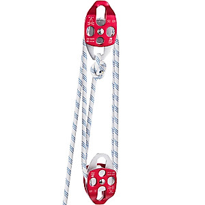 Mophorn Twin Sheave Block and Tackle 1/2" x 100Ft Twin Sheave Block with Braid Rope 30-35KN 6600-7705LBS Double Pulley Rigging