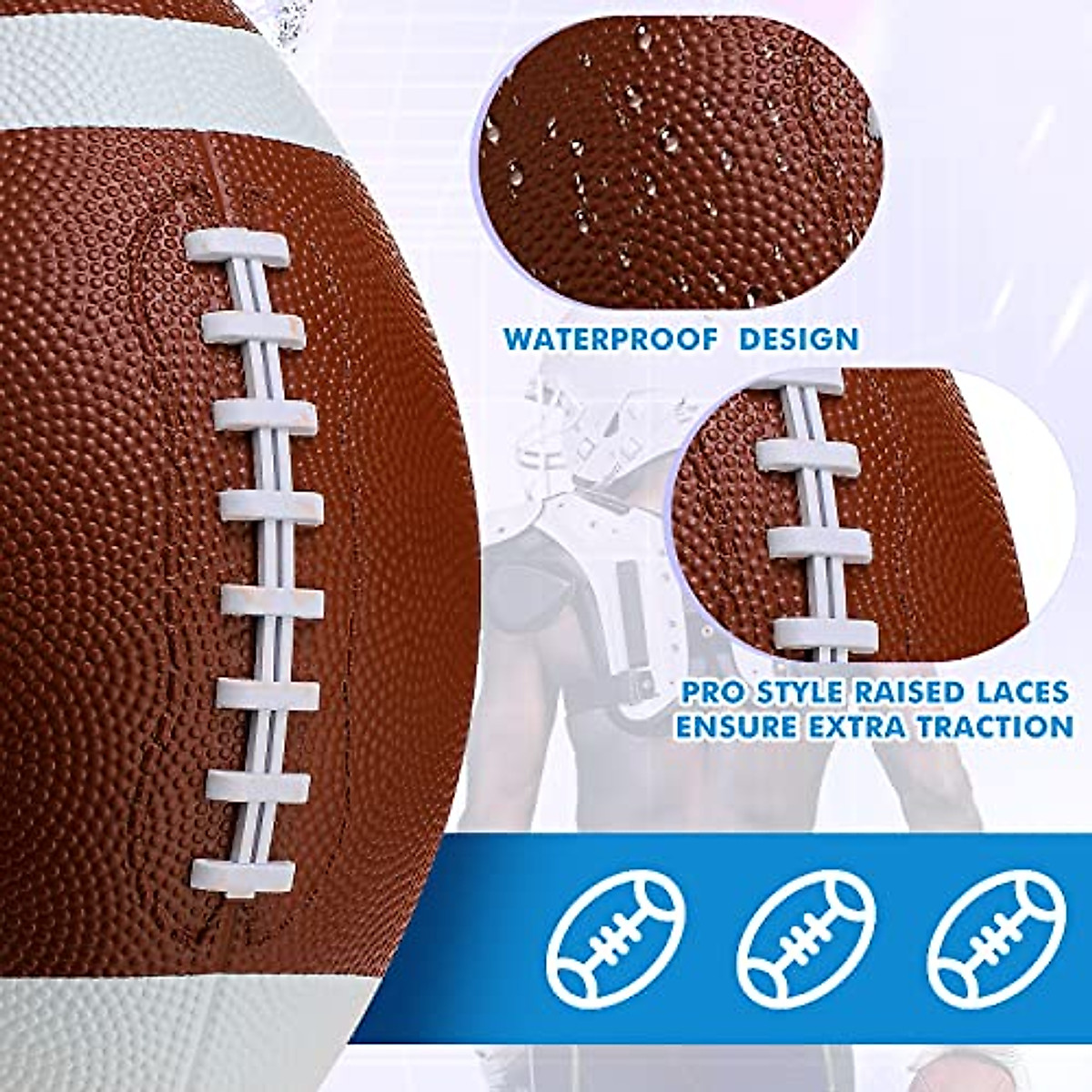 Jerify Rubber Footballs Bulk Official Size 6 Footballs Rubber Football with Pump Indoor Outdoor Footballs Bulk Water Footballs for Adults Training and Recreational Play(12 Pack)