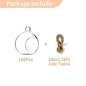 100 Pcs 3.15"/ 8cm Hanging Glass Tealight Holder Globe, Plant Terrariums Glass Orbs, Air Plants Tea Light Candle Holders, Home Decor Outdoor Garden (90 Pcs + 10 Pcs)