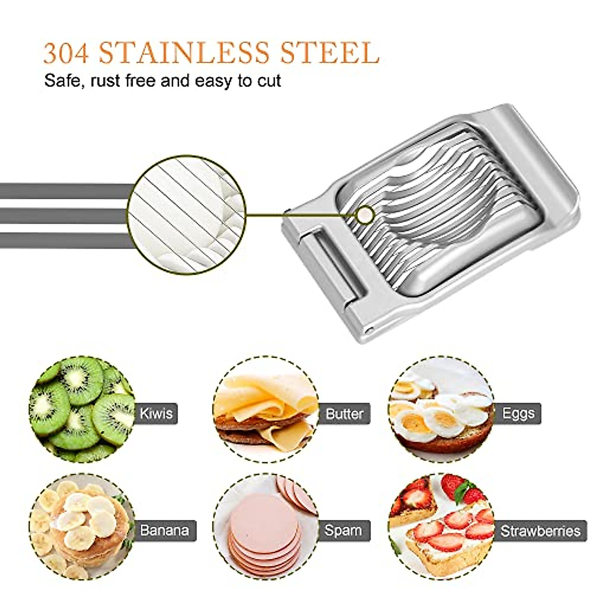 MCIJRJOI Egg Slicer, Multipurpose 304 Stainless Steel Wire Egg Slicer for Hard Boiled Eggs, Aluminum Egg Cutter Heavy Duty Slicer