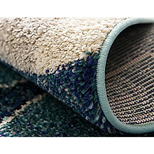 Unique Loom Chromatic Collection Modern Bokeh & Vibrant Abstract Area Rug for Any Home Décor, 8 ft x 10 ft, Navy Blue/Beige