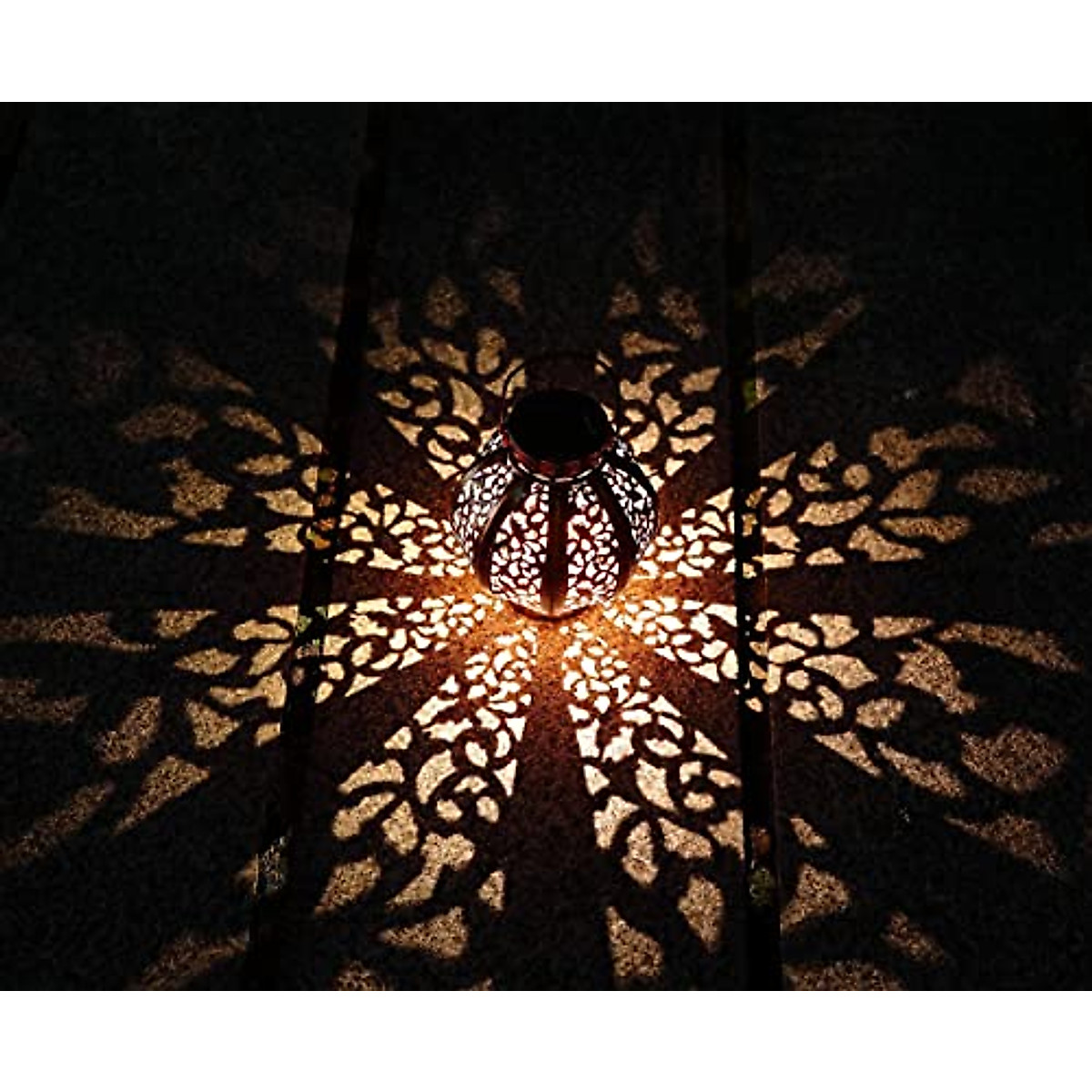 MAGGIFT 2 Pack Hanging Solar Lights,Outdoor Ramadan Solar Lanterns Decorations,Waterproof Hanging Solar Light 6 Lumens,Brown