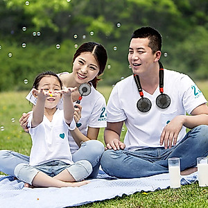 Howkes Handheld and Neck Fans, 2 in 1 Hand and Wearable Fan, 4000 mAh Battery, USB Charge, 3 Speed with Display Screen, (Black Red)