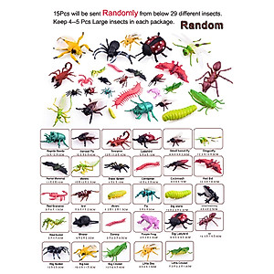 PINOWU 27pcs Bug Toy Figures Playset for Kids Boys, 2-6” Fake Bug Insects - Fake Spiders, Cockroaches, Scorpions, Crickets, Lady Bugs, Butterflies and Worms for Education and Christmas Party Favors