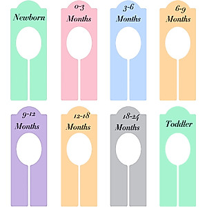 Colorful Closet Dividers Baby Boy Girl Clothing Rack Size Dividers with Sizes Newborn to 18-24 Months (8 Pieces)