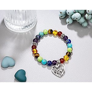 MADAOGO 60th Birthday Gifts for Women, Chakra Bracelet with Sweet 60th Charm, Turning 60 Gift Ideas, 1963 Birthday Gifts for Women, Birthday Gifts for Mother, Grandma