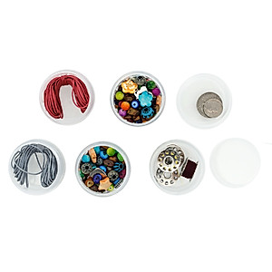 Paylak Storage Container Impact Resistant Stackable Clear Containers 6 For Beads Crafts Findings Small Items 1.75" Round